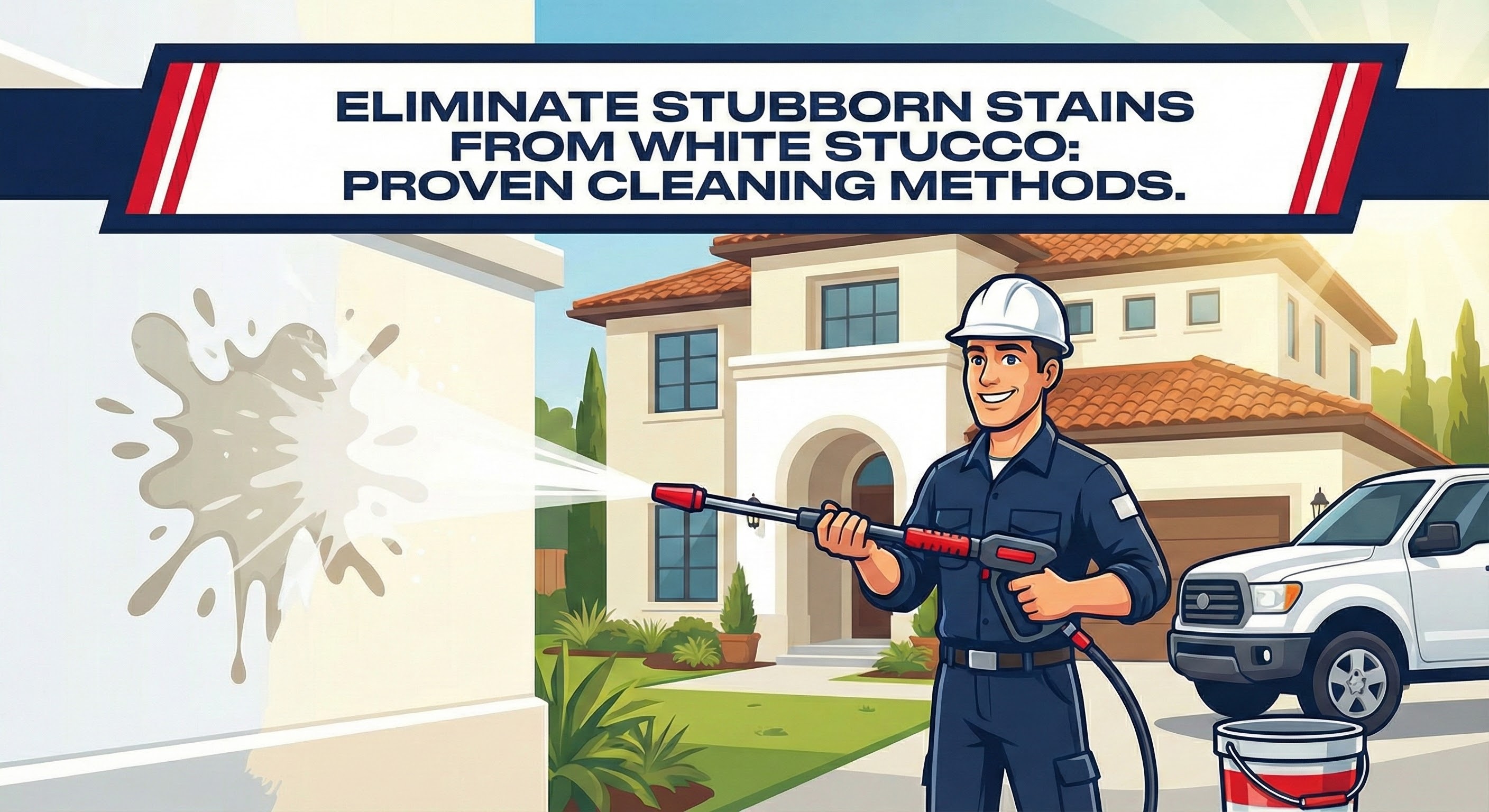 Eliminate Stubborn Stains from White Stucco | Stucco Champions